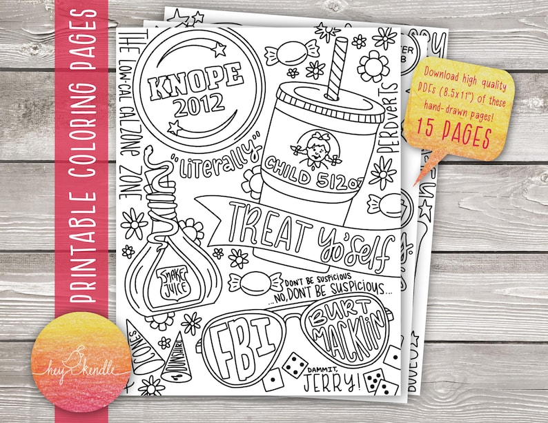 Parks and Rec Inspired Coloring Pages | Instant Digital Download - Etsy