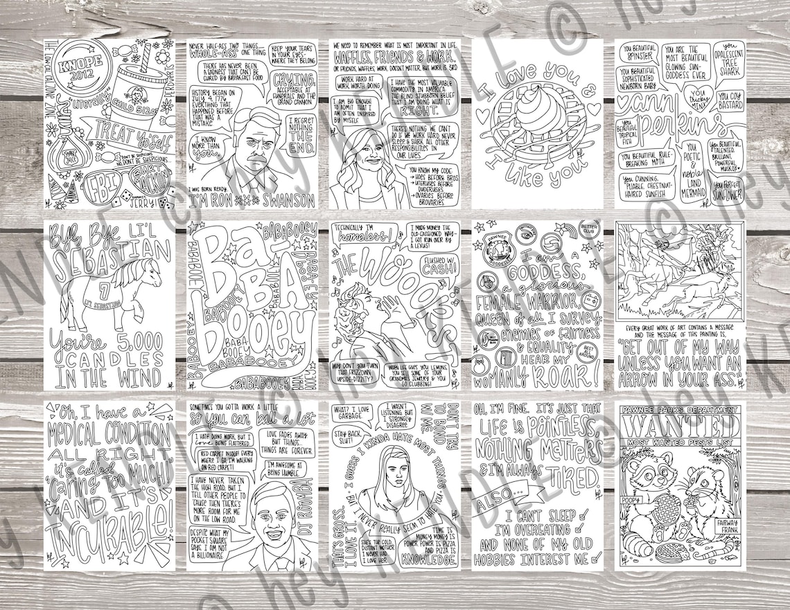 Parks and Rec Inspired Coloring Pages | Instant Digital Download - Etsy