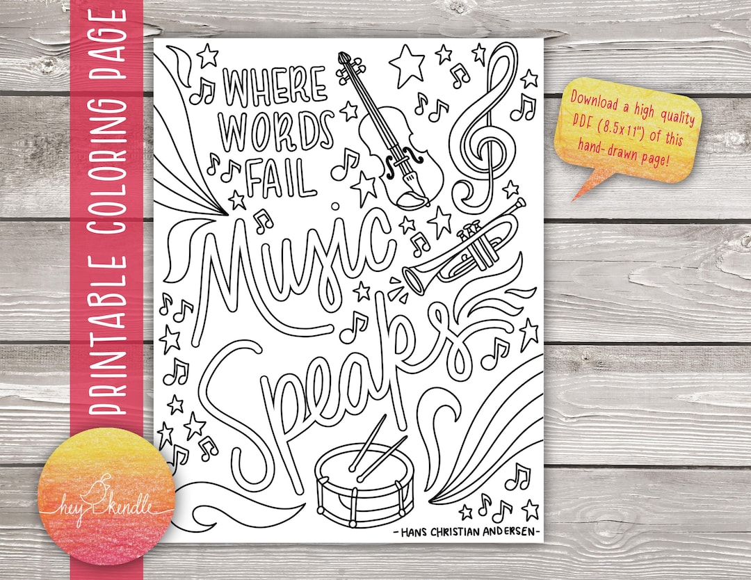 Where Words Fail, Music Speaks Coloring Page | Hans Christian Andersen ...
