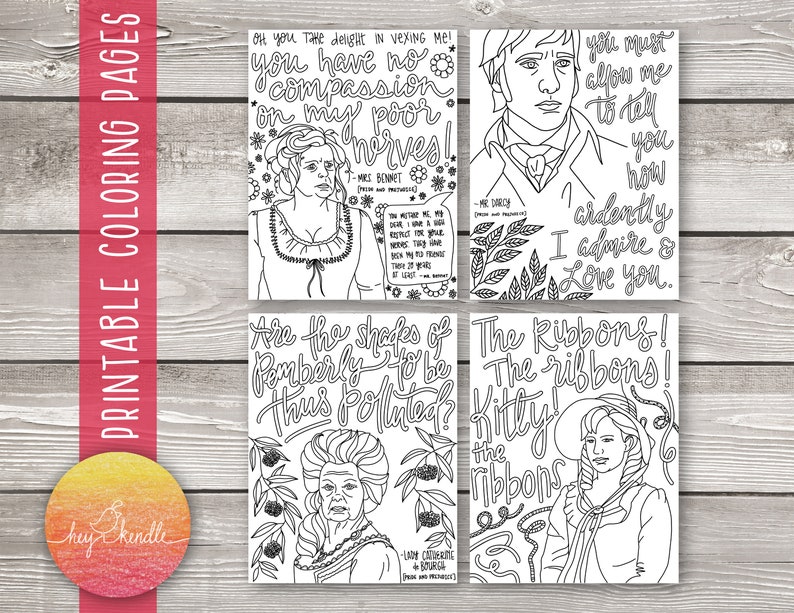9 Pride and Prejudice Coloring Pages (instant Download) - Etsy