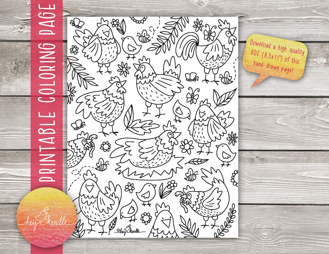 Chick Chick Chickens Coloring Pages (instant Download) - Etsy