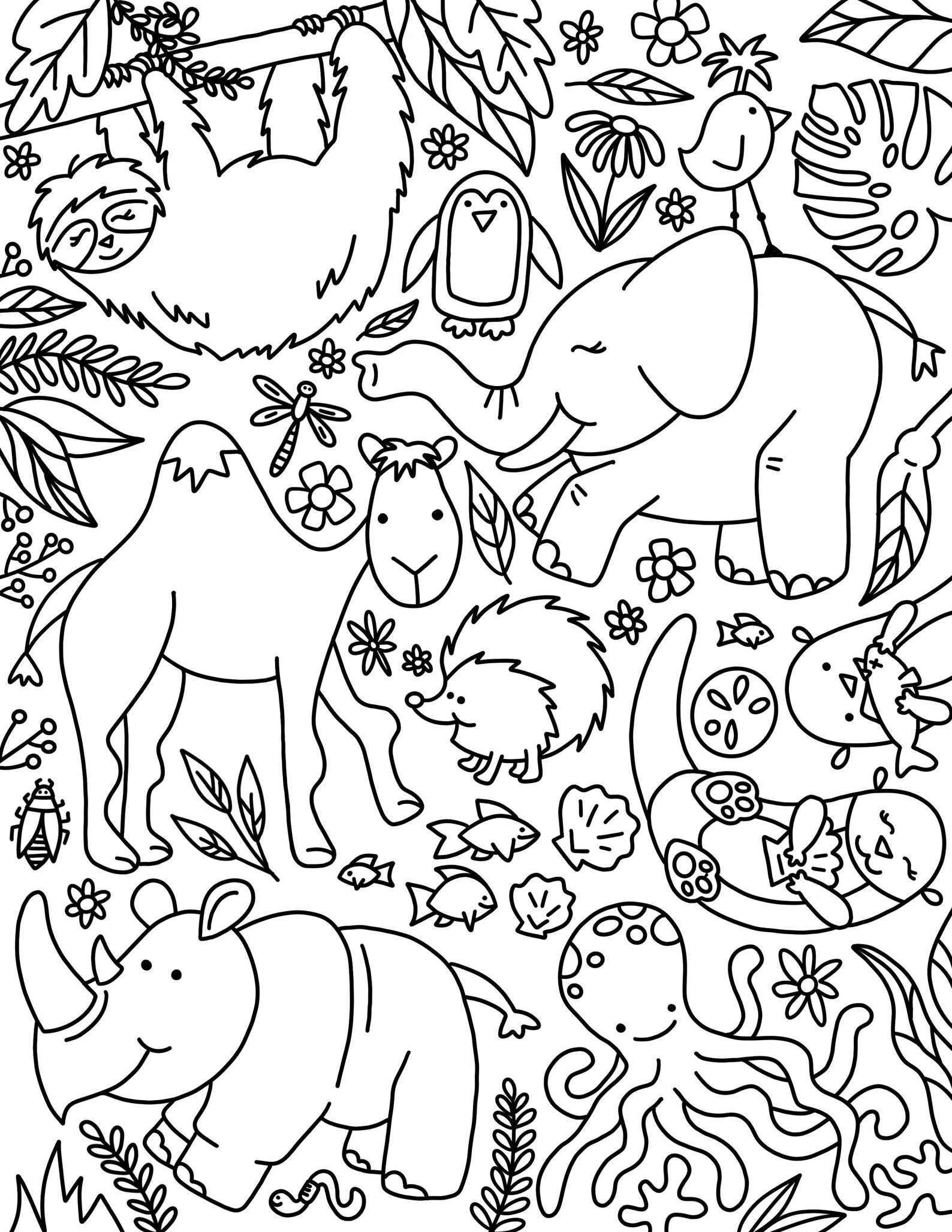 Zoo Coloring Pages - Instant Download - (hand-drawn Featuring Lions ...