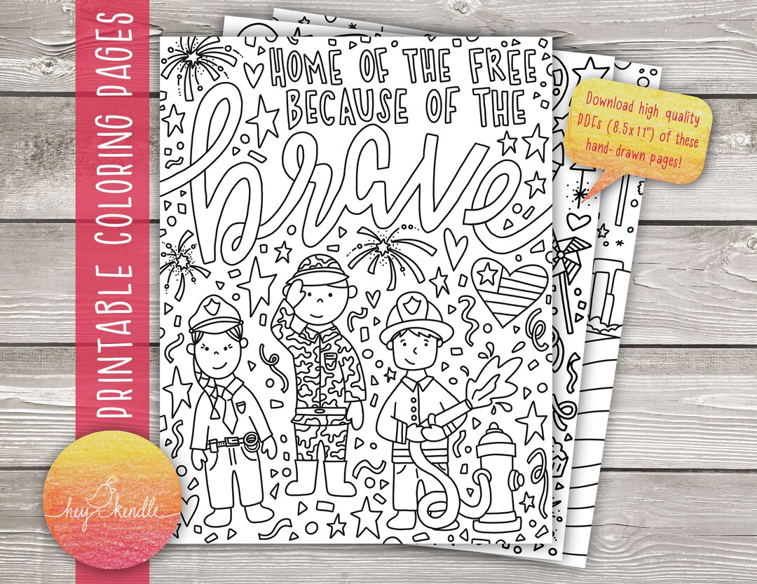 Patriotic Coloring Pages - Instant Download (first Responders, 4th of ...
