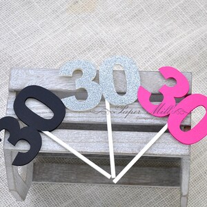 Number "30" Cupcake Toppers, 30th Birthday Party, Gold Glitter 30 ...