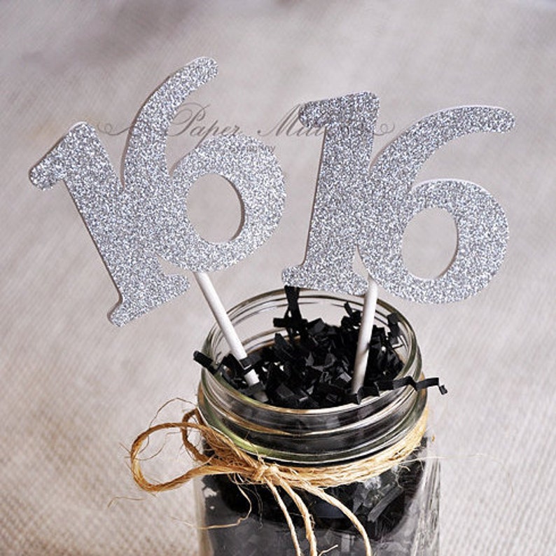 Sweet 16 Birthday Party Number 16 Silver Glitter - Etsy