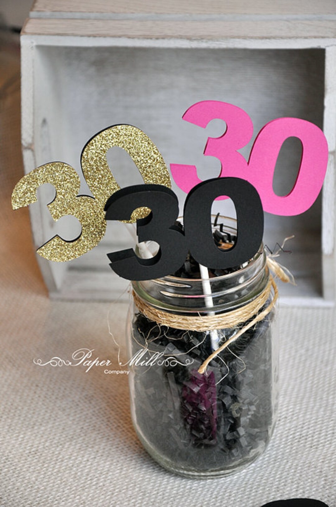 Number "30" Cupcake Toppers, 30th Birthday Party, Gold Glitter 30 ...