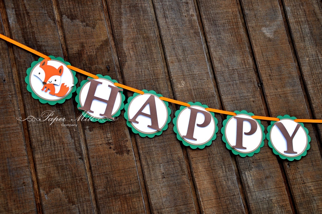 Woodland Happy Birthday Banner, Woodland Animals, Woodland Birthday ...