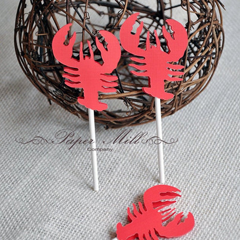 Lobster Birthday Decorations Lobster Cupcake Toppers - Etsy