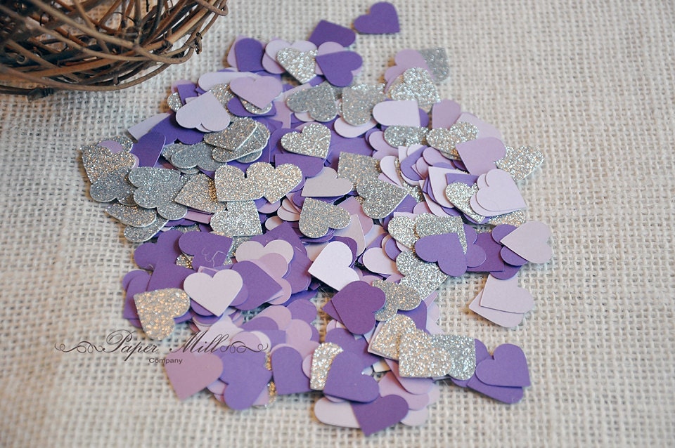 Variety of Purples and Silver Glitter Heart, Purple Wedding Confetti ...