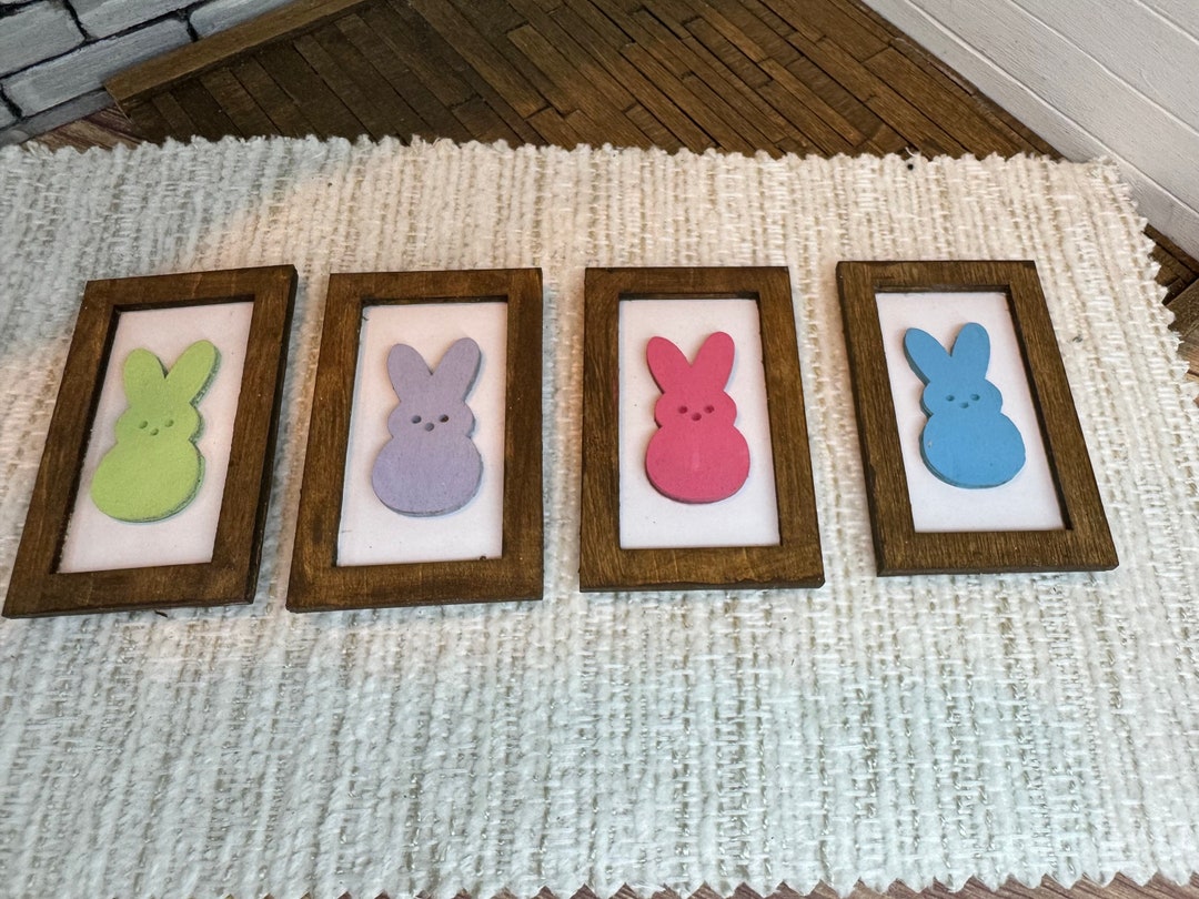 Easter Peep Miniature Wood Signs. You Pick Color and Quantity 1:12 - Etsy