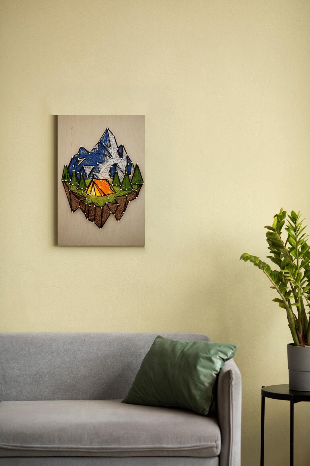 DIY Mountains String Art Kit, Tent in Mountains Needlepoint Kit, Unique ...