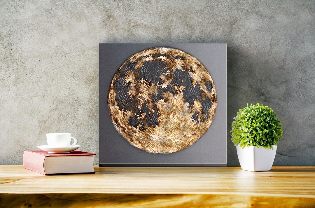 Moon Embroidery Kit, Realistic Moon Wall Art, Space Embroidery Pattern ...