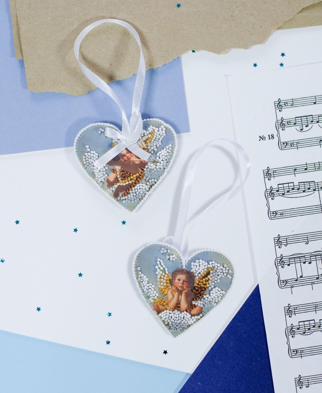 Angles Heart Beading Kit Wall Hanging, Love Beadwork Couple Wall Decor ...