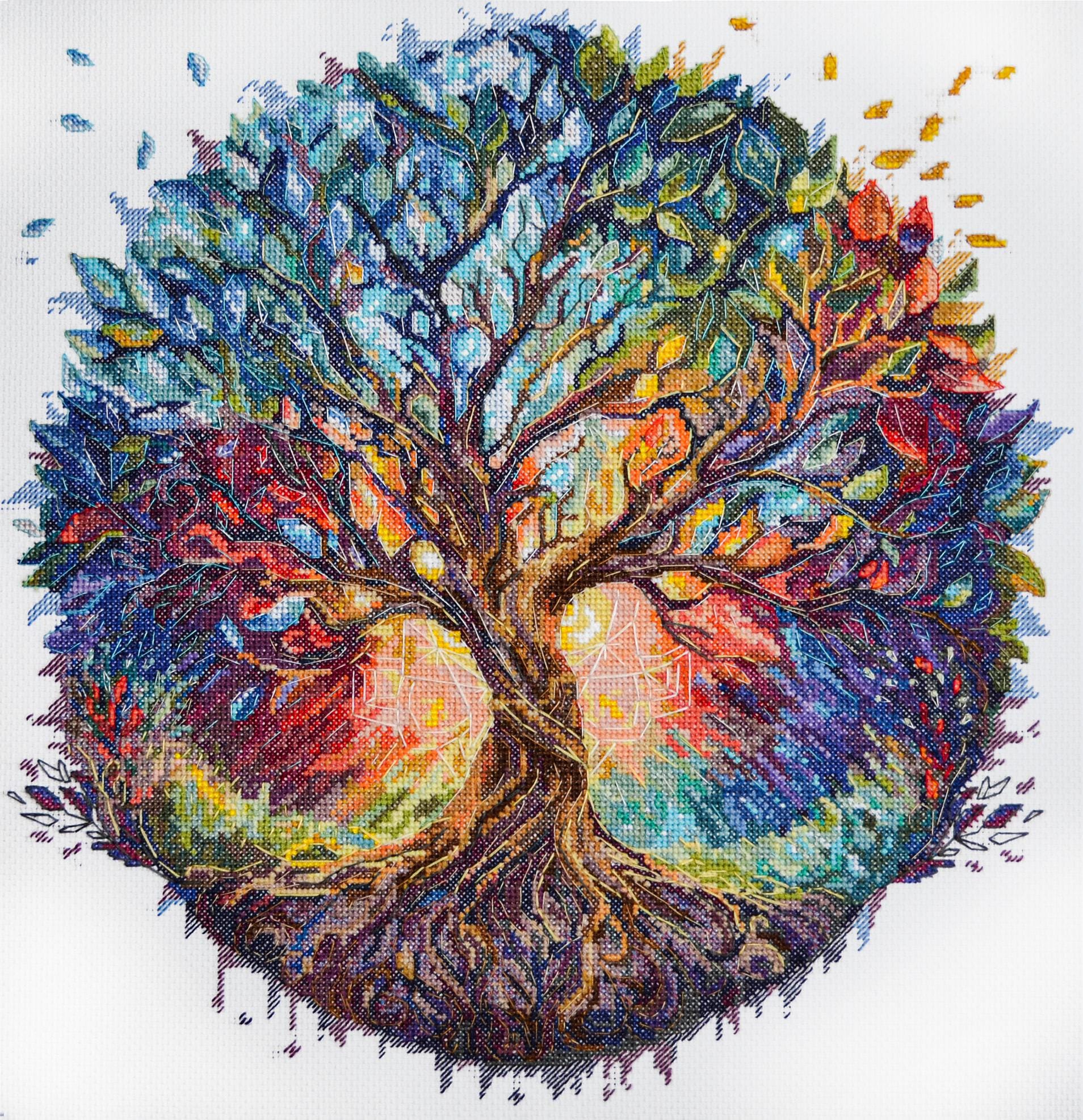 Colorful Tree of Life - Embroidery Cross Stitch Kit, DIY Kit, Cross ...