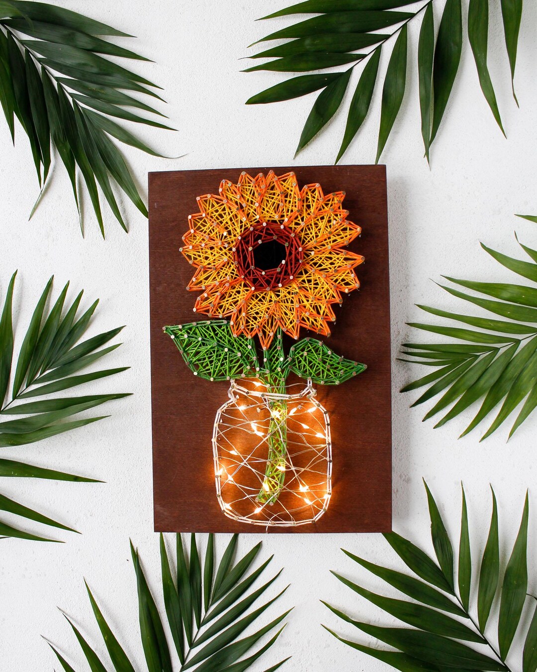 Sunflower String Art Kit With Led Garland , DIY Craft Kit, Abris Art Wall Art Threads ...