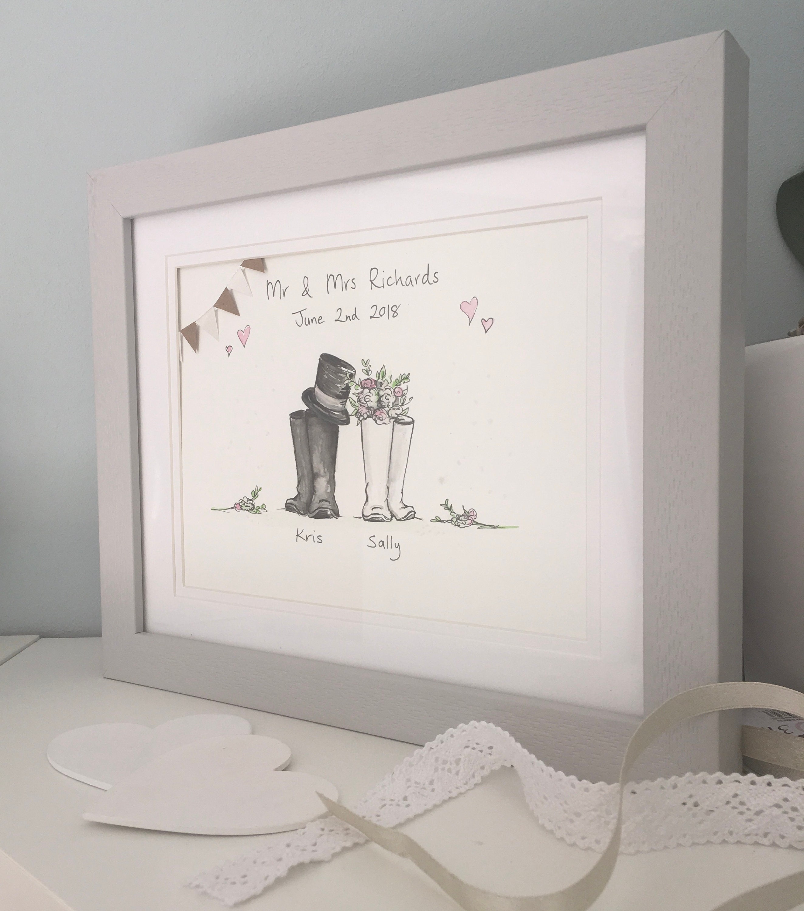 Personalised Wedding Wellies Hand Painted Picture - Etsy