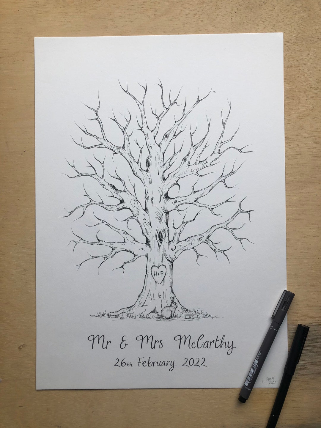 A2 Personalised Fingerprint Tree Additional Illustrations - Etsy