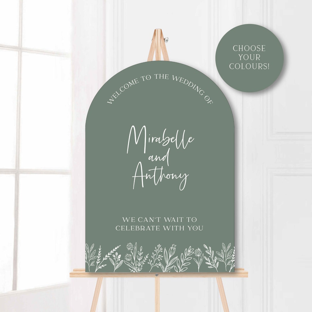 Sage Green Arch Wedding Welcome Sign Printed on PVC Board - Etsy