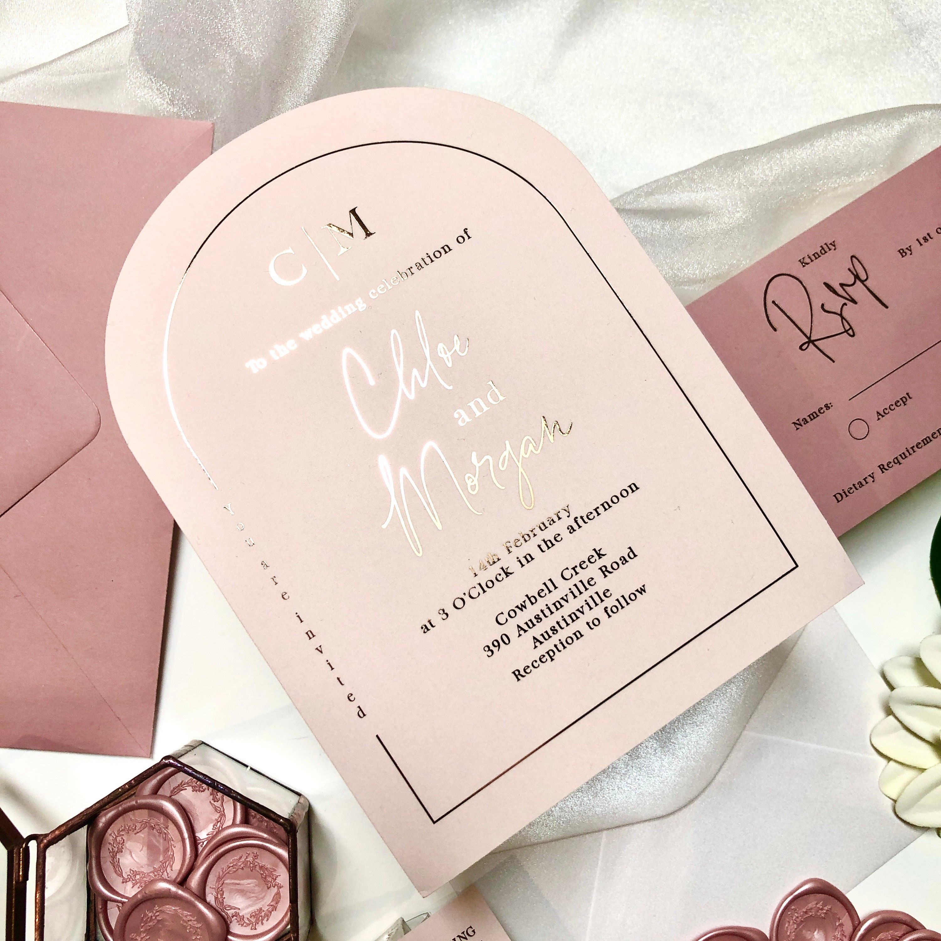 Wedding Invitation Set Arch Invite Gold Foil Blush Suite - Etsy