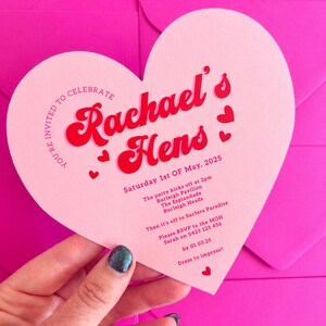 Printed Heart Bachelorette Party Invitation- Hen's Night Bridal Shower ...