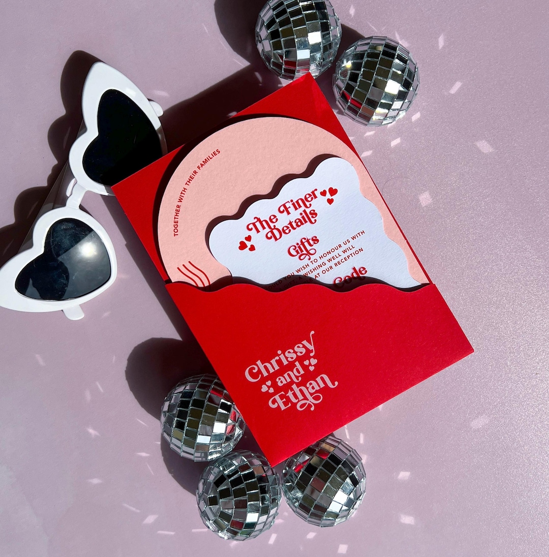 Wave Pocket Layered Modern Wedding Arch Invitation Set, Modern Wavy Die ...