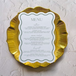 Printed Wave Shape Wedding Menus and Place Cards | Wavy Menu | Choose ...