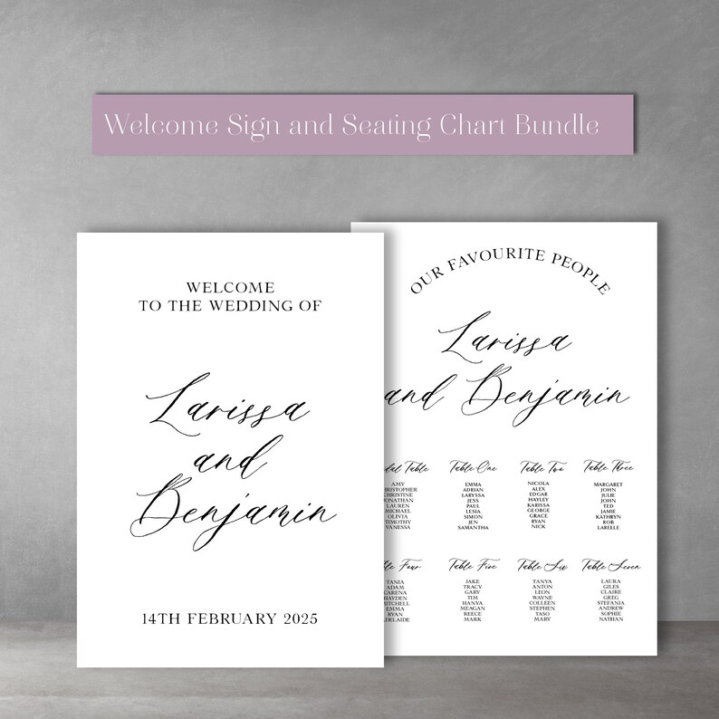 Wedding Welcome Sign and Seating Chart Bundle Combo Package - Signage ...