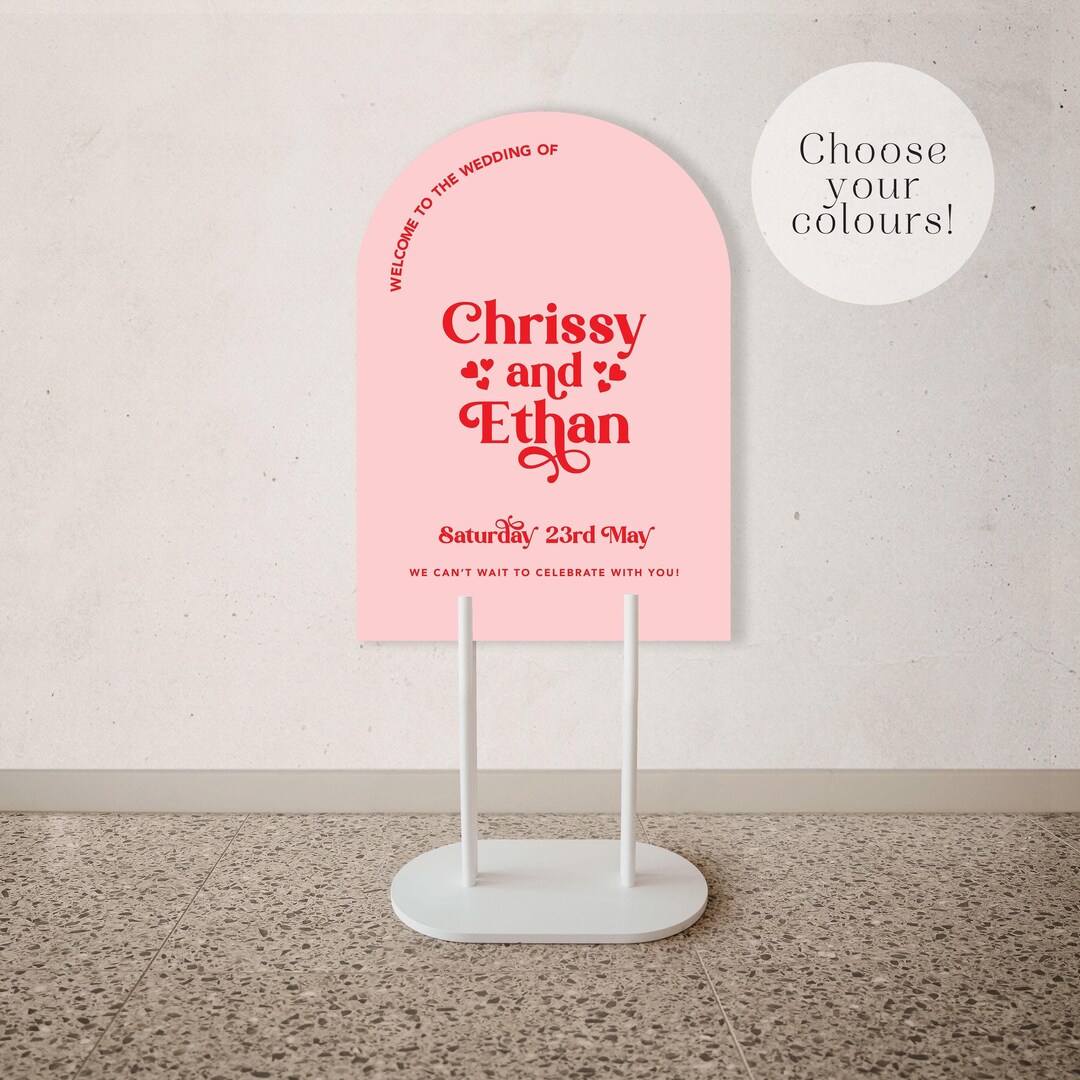 Arch Wedding Welcome Sign Wave Oval Choose Your Shape. Pink or Any ...