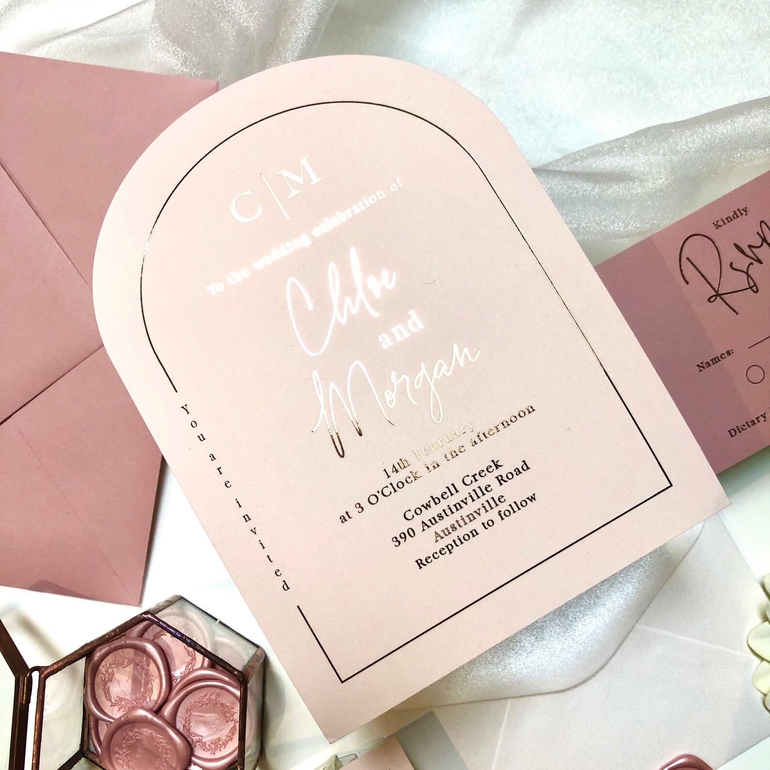 Wedding Invitation Set Arch Invite Gold Foil Blush Suite - Etsy