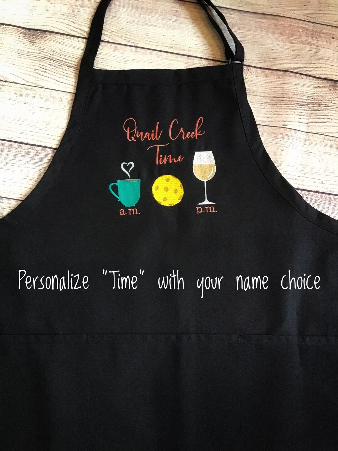 Pickleball Time Embroidered Custom Hostess Apron - Etsy