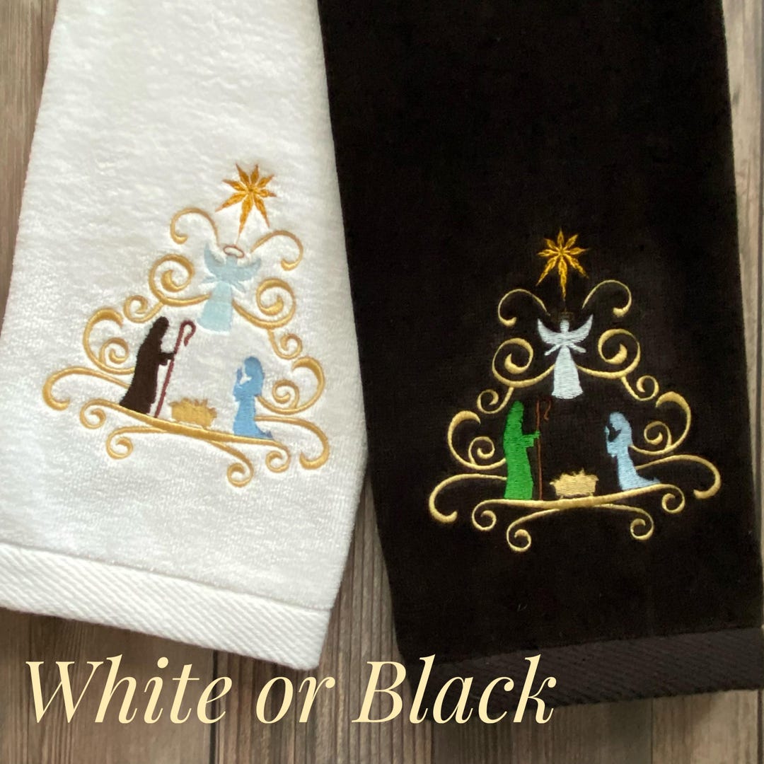 Nativity Scene Hand Towel Embroidered - Etsy
