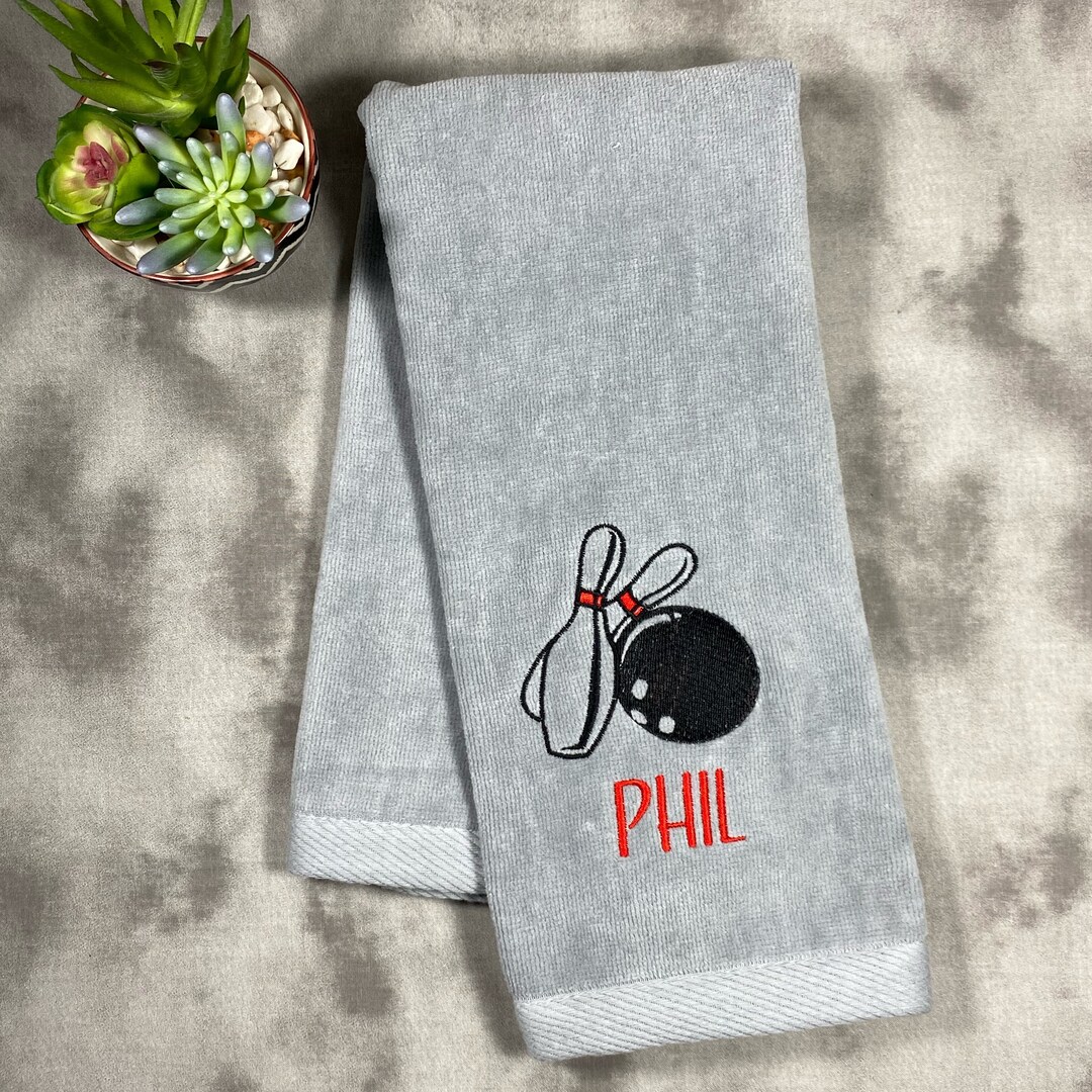 Bowling Towel Custom Embroidered Monogrammed With Two Pins and A Ball ...