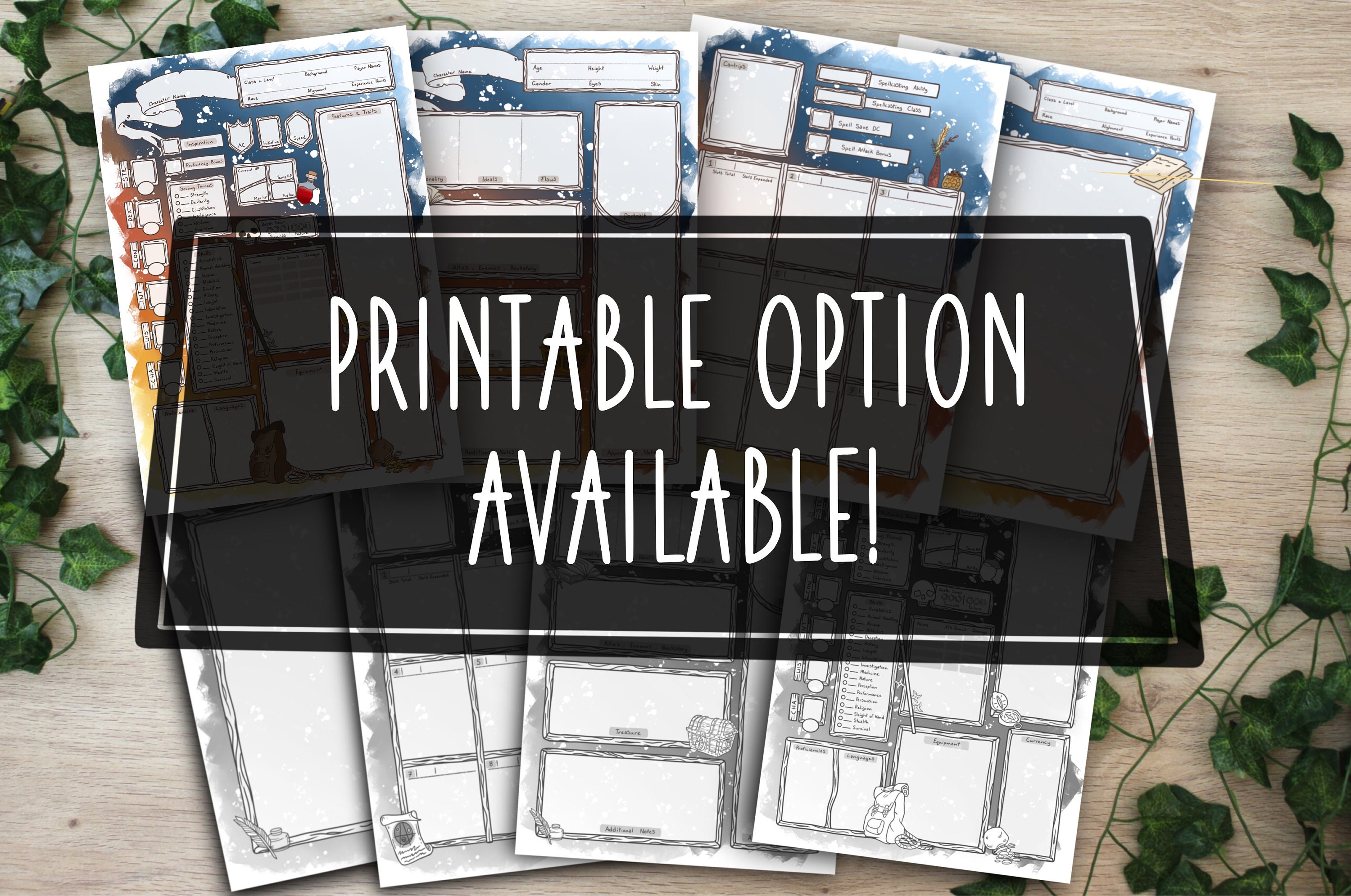 FORM-FILLABLE Monk Themed Character Sheets Dungeons and Dragons 5E - Etsy