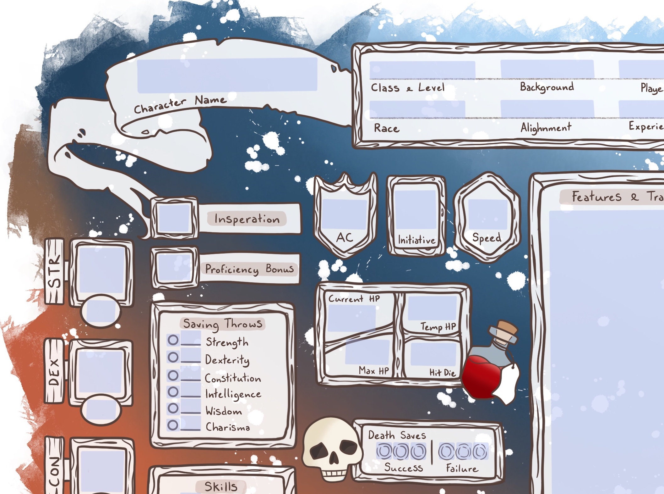 FORM-FILLABLE Monk Themed Character Sheets - Dungeons and Dragons 5E - Etsy