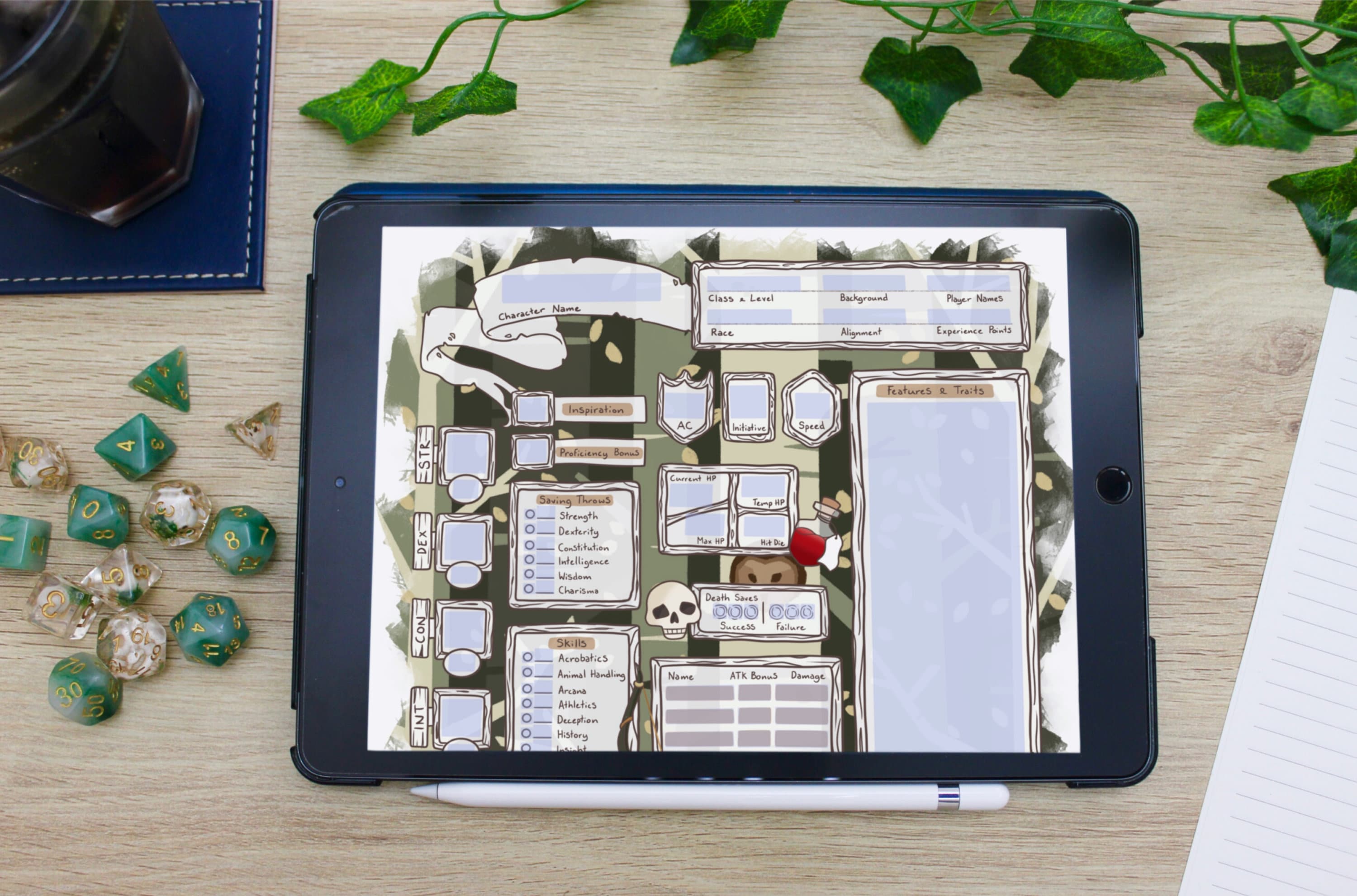 FORM-FILLABLE Ranger Themed Character Sheets - Dungeons and Dragons 5E ...