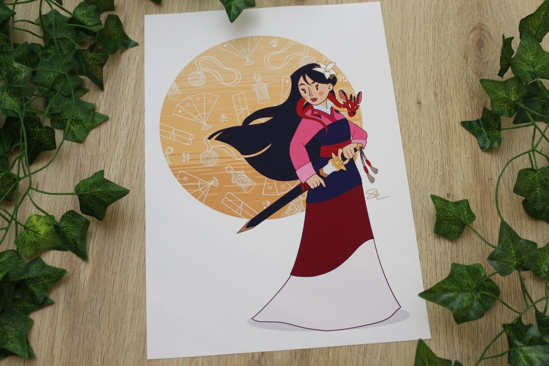 Mulan Digital Art Print, Inspired by Classic Story Mulan, Wall Art ...