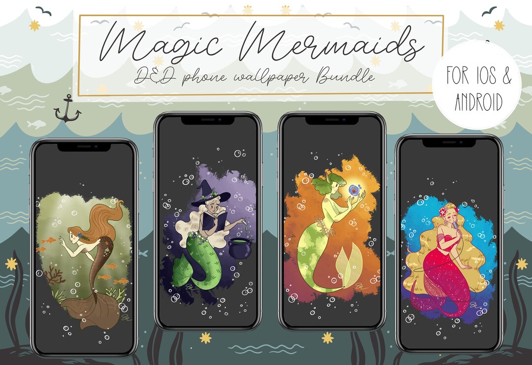 Magic Mermaids Digital Phone Wallpaper Bundle | Set of 4 Phone ...