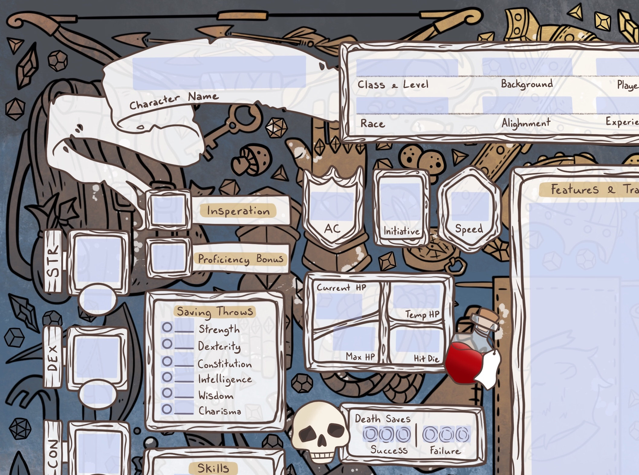 FORM-FILLABLE Fighter Themed Character Sheets - Dungeons and Dragons 5E ...