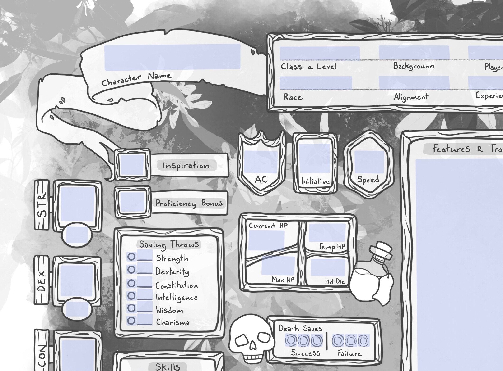 FORM-FILLABLE Druid Themed Character Sheets Dungeons and - Etsy