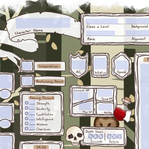 FORM-FILLABLE Ranger Themed Character Sheets - Dungeons and Dragons 5E ...