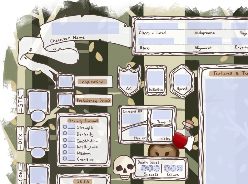 FORM-FILLABLE Ranger Themed Character Sheets - Dungeons and Dragons 5E ...