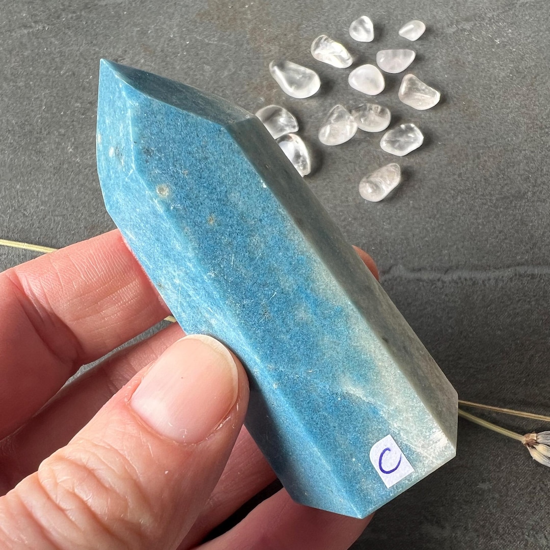 Lagoon Blue Trolleite Crystal Tower | Lazulite Point - Etsy