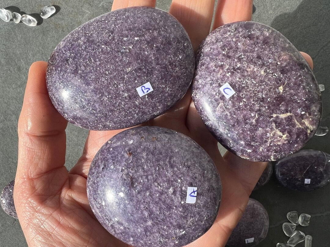 Sparkly Lithium Lepidolite Palm Stone You Choose - Etsy