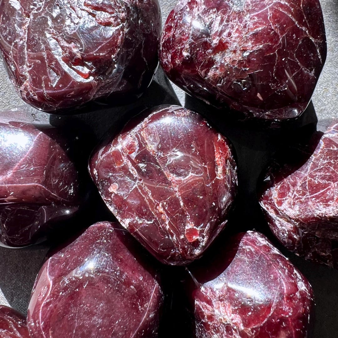 Red Star Garnet Tumbled Stone | Rare Rhodolite With Asterism - Etsy