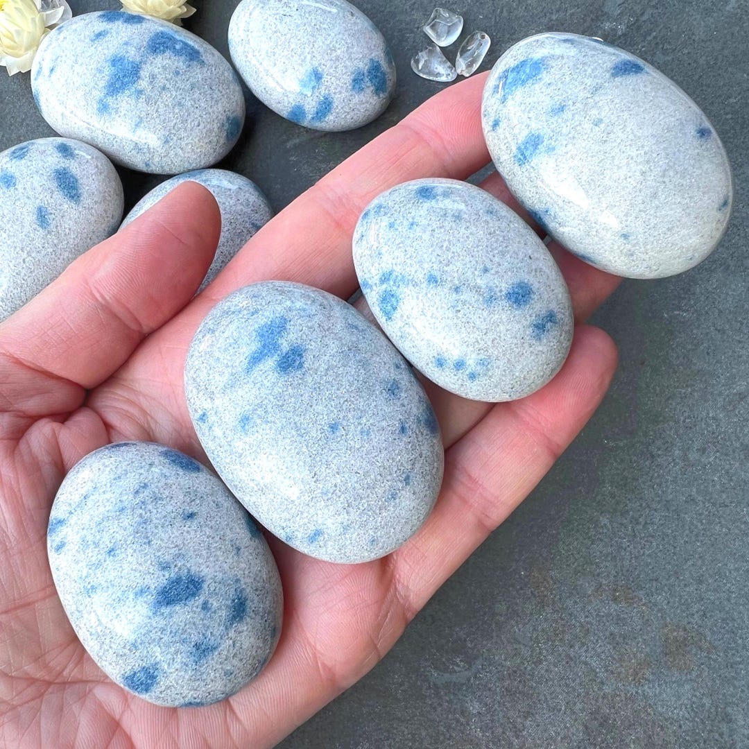 K2 Stone, Azurite in Quartz Palm Stone Oval 45mm+ Polished K2 Jasper - Etsy