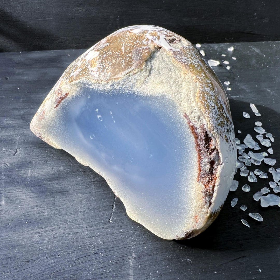 Chalcedony Pebble | Natural Blue Agate Stone, Turkey (3 Inch) - Etsy