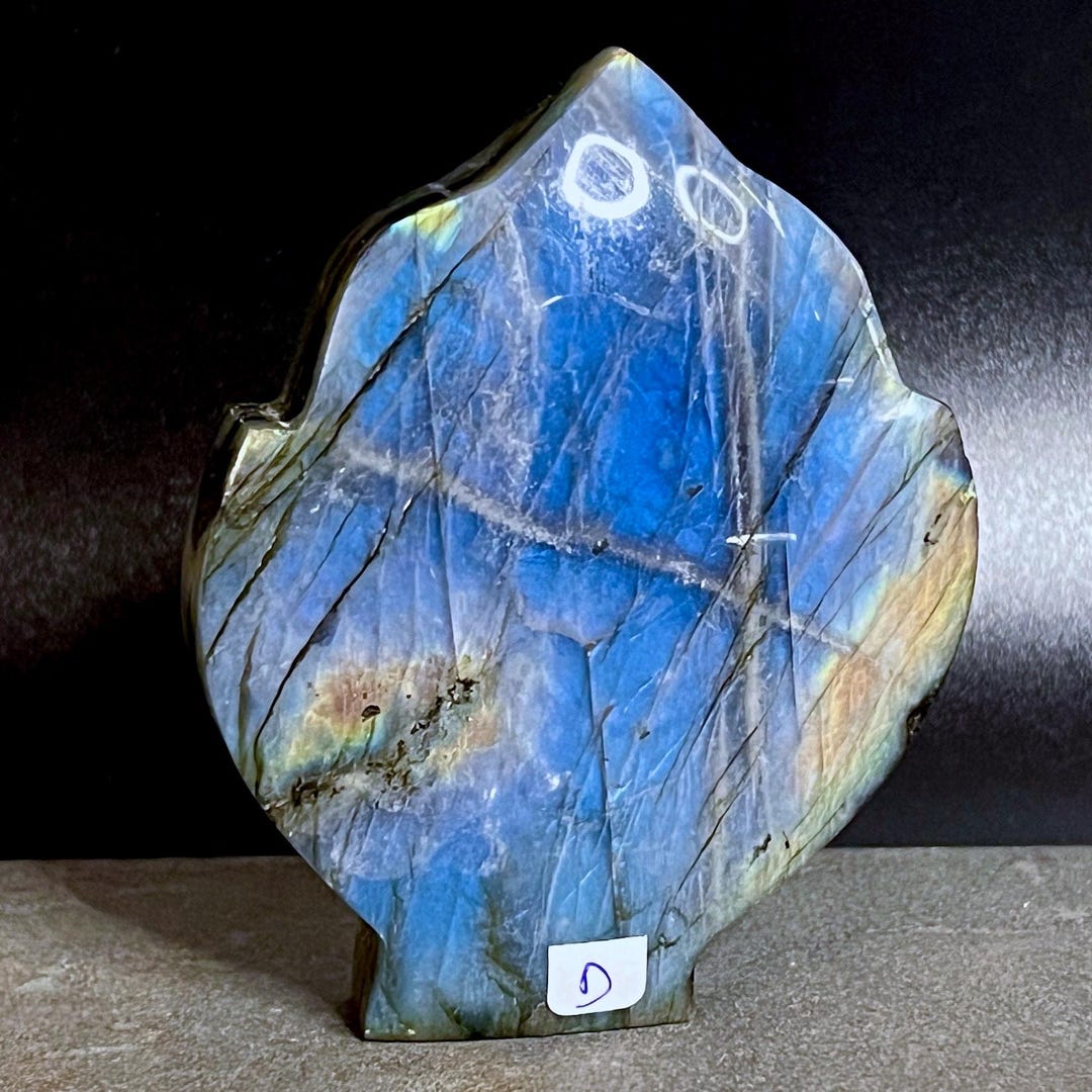 Sunset Labradorite Tree, Orange-blue Leaf Shape Carving Self Standing ...