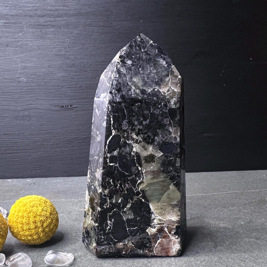 Iolite Tower, Smoky Quartz, Hematite, Sunstone Inclusions, Polished ...