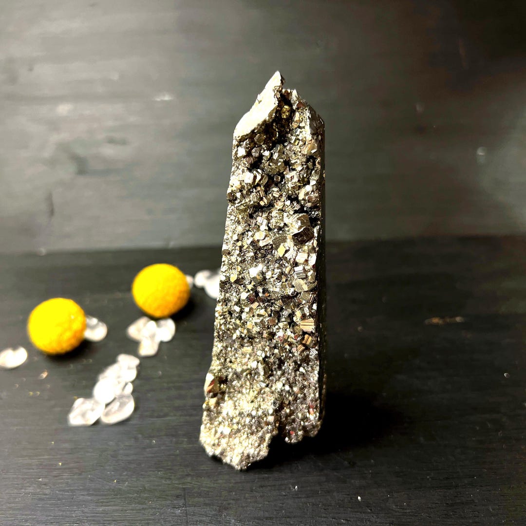 Peruvian Golden Pyrite Obelisk | Raw & Polished Solar Plexus Stone - Etsy