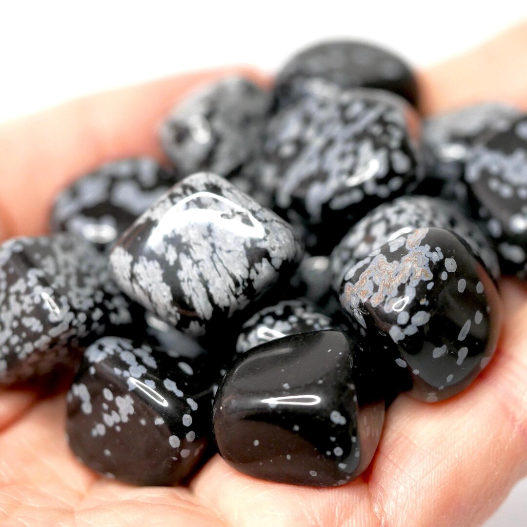 Tumbled Snowflake Obsidian | Black & White Crystal Stone - Etsy